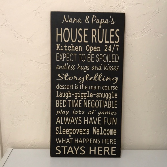 Village Folk Art | Wall Decor | Nwot Nana Papa Sign House Rules | Poshmark